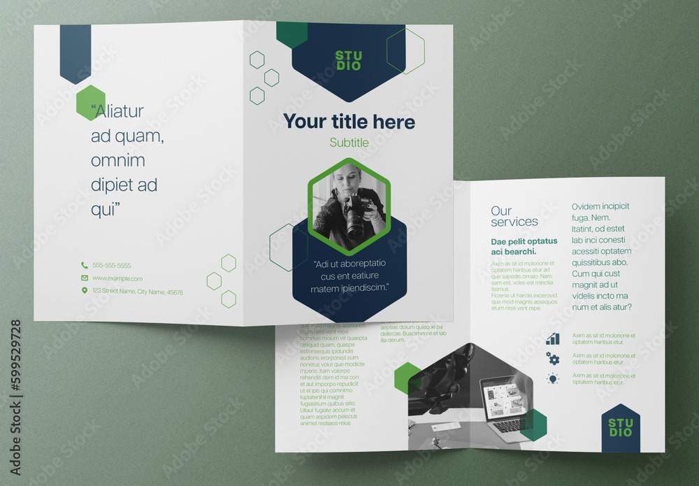 Bi-Fold Business Brochure Layout Stock Template | Adobe Stock