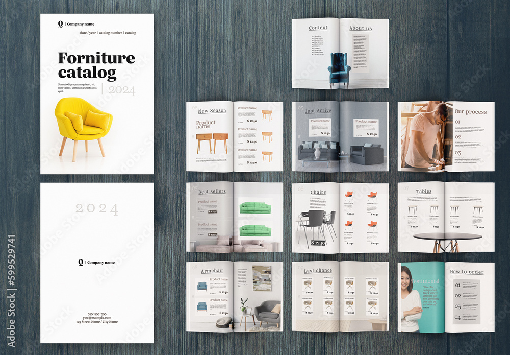 Furniture Product Catalog Layout Stock Template | Adobe Stock