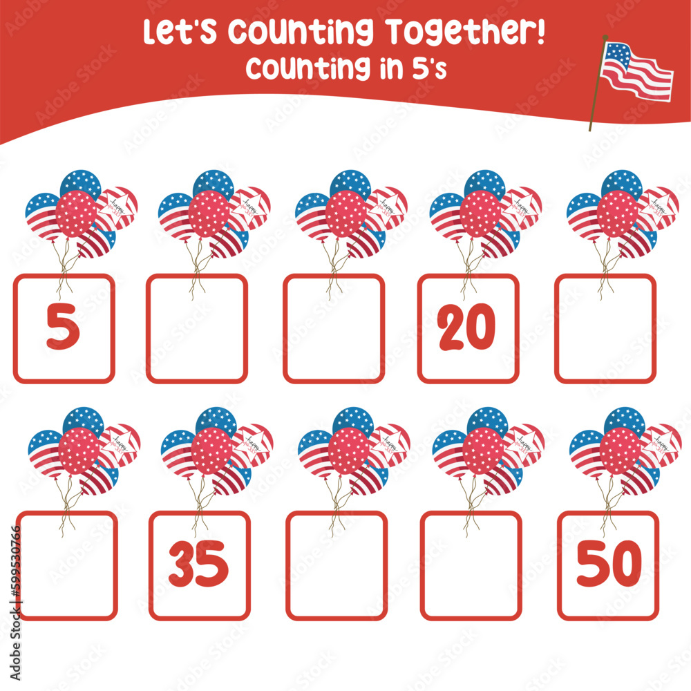 Counting in 5's with the American Independence Day Edition. The ...