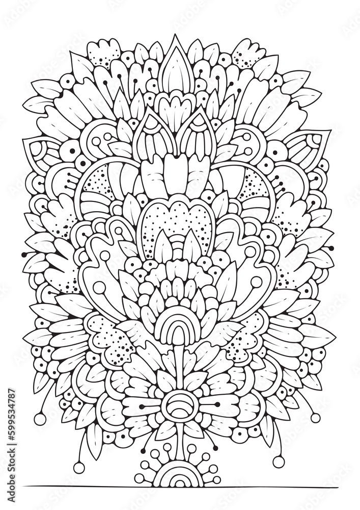 Coloring page with flowers. Floral background for coloring. Art therapy ...