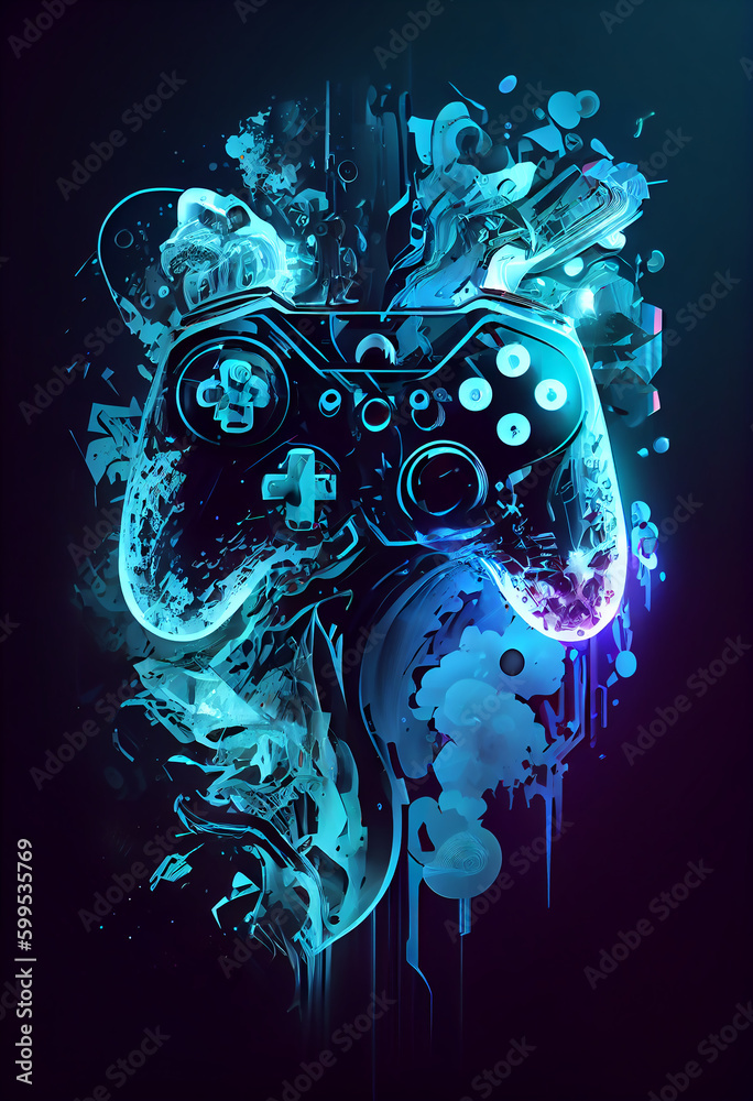 Game controller blue abstract background. Stock Illustration | Adobe Stock