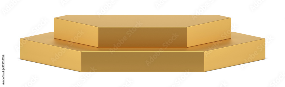 Realistic 3d golden podium hexagonal geometric step stand modern ...
