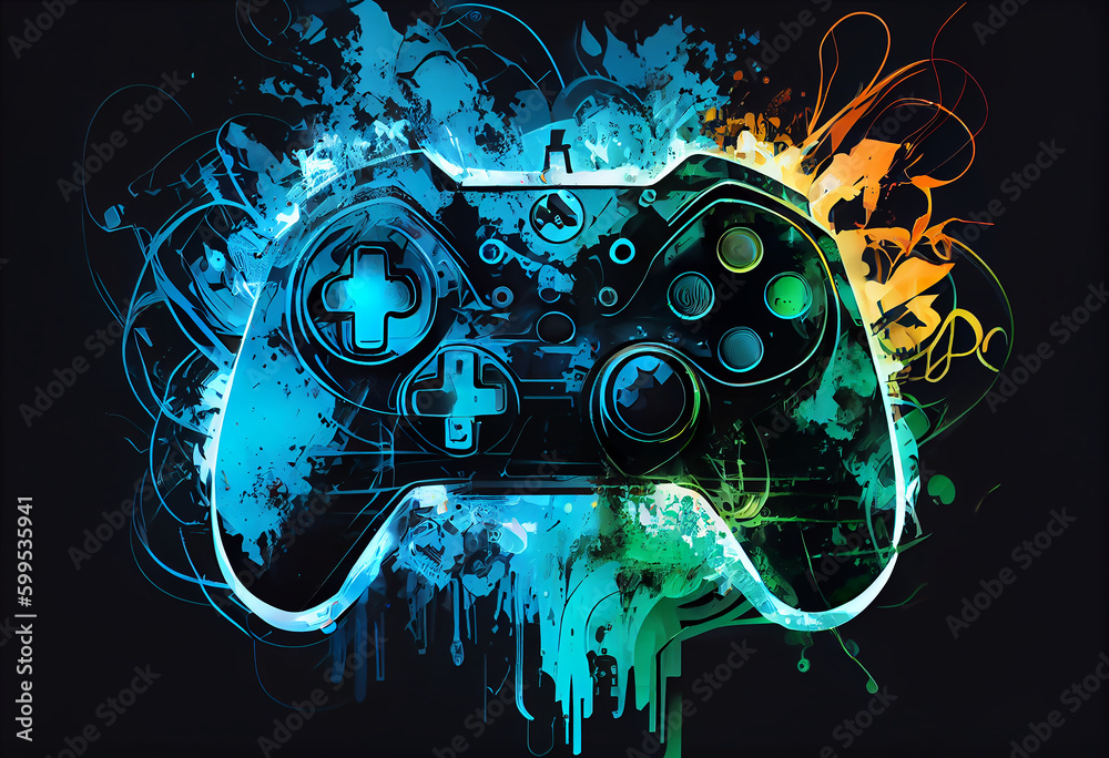 Video game gaming controller night with grunge background Stock ...