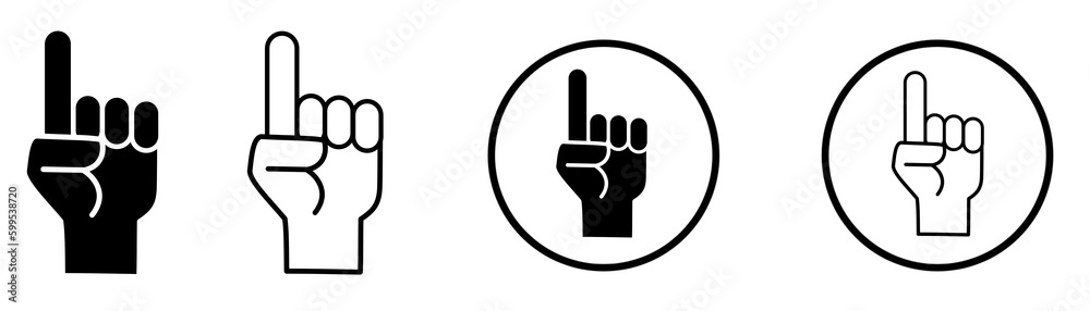 Raised finger icons for computer and web apps designing. Raised finger ...