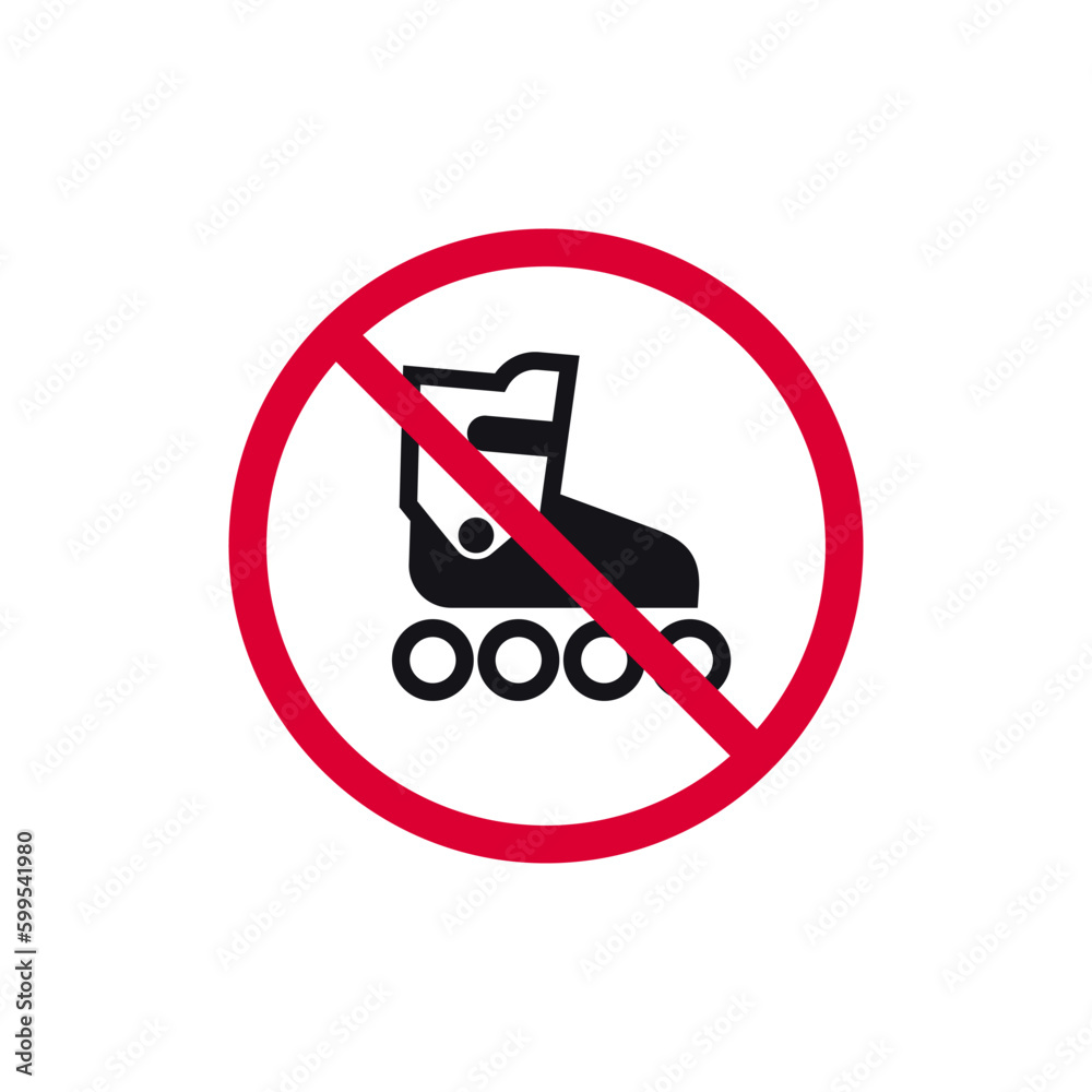 No roller skating prohibited sign, no inline skates forbidden modern ...