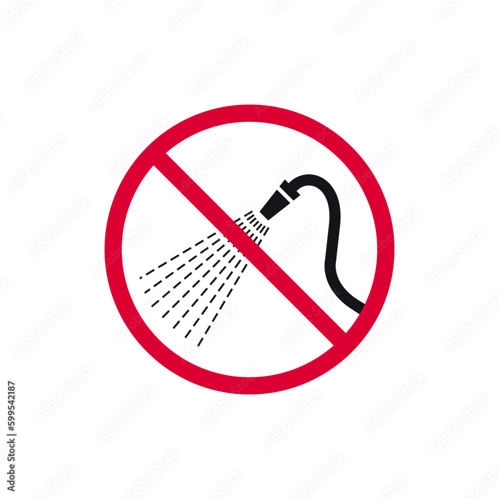 Do not spray with water prohibited sign, forbidden modern round sticker ...