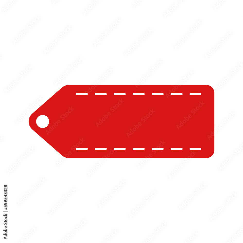 Price Tag In Red Color Rectangle Shape And White Line In Flat Style For ...