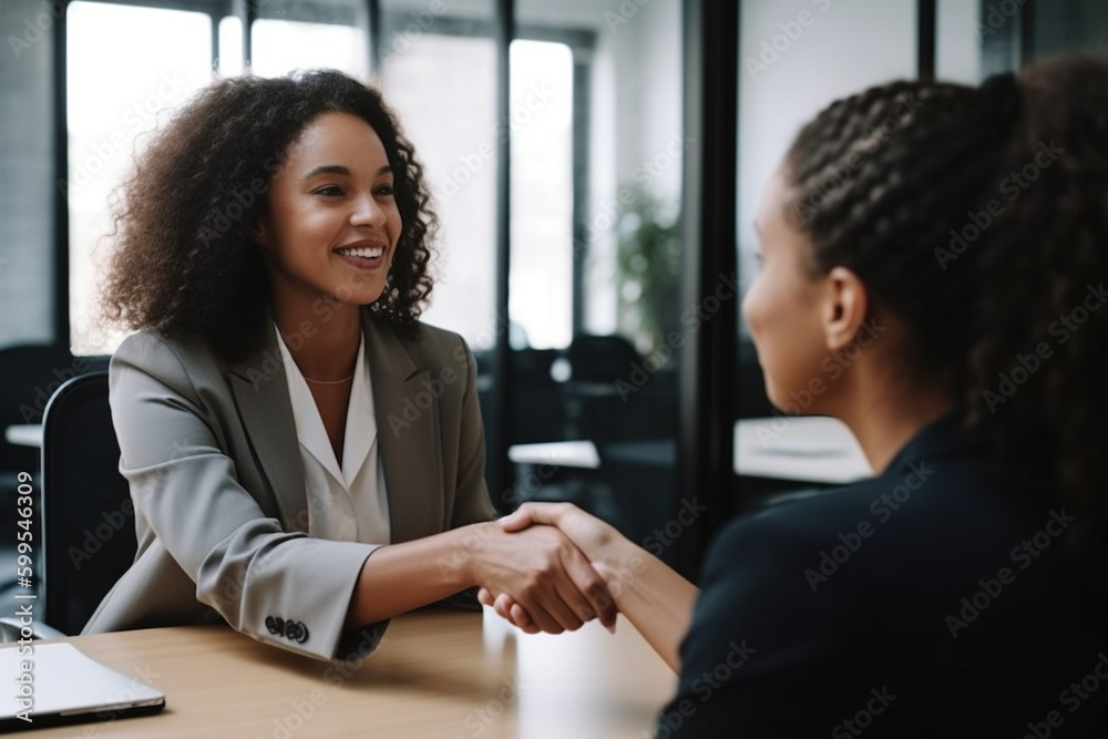 Business people shaking hands after an interview. AI Generative. Stock ...