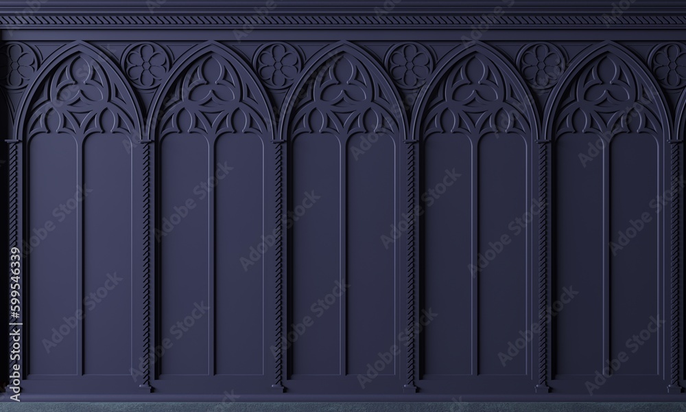 Classic cabinet or castle wall made of gothic wood paneling Stock ...