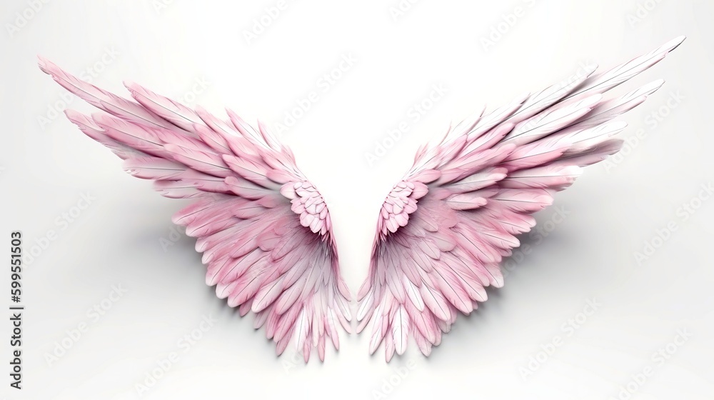 pink angel wings on white background. Stock Illustration | Adobe Stock