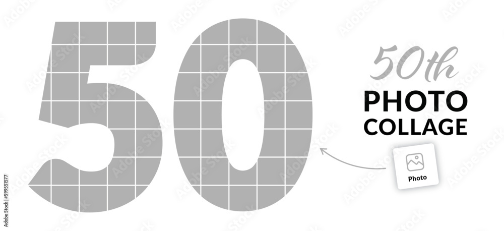 50 photo collage. 50th birthday or 50th anniversary image collage ...