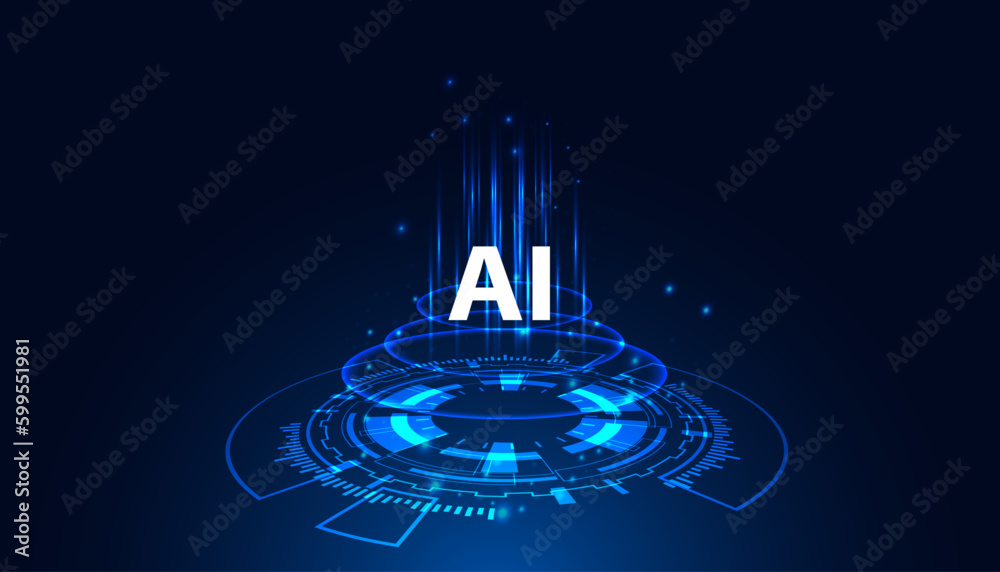 Abstract circle connection, modern system, AI system, artificial ...