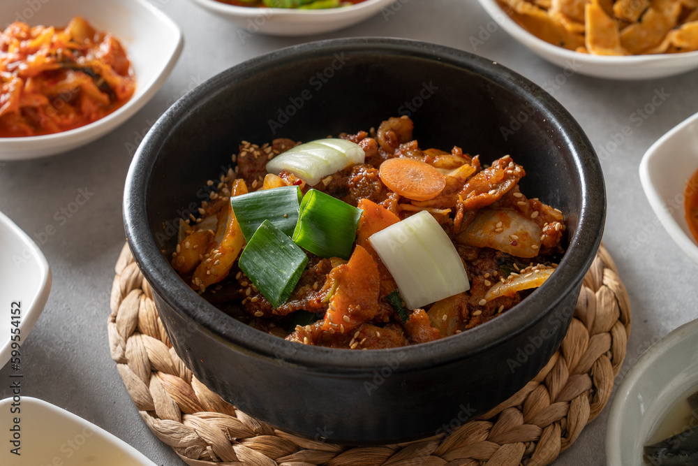 Korean food dish Set Menu of Napa Wraps with Pork Set Menu with Braised ...