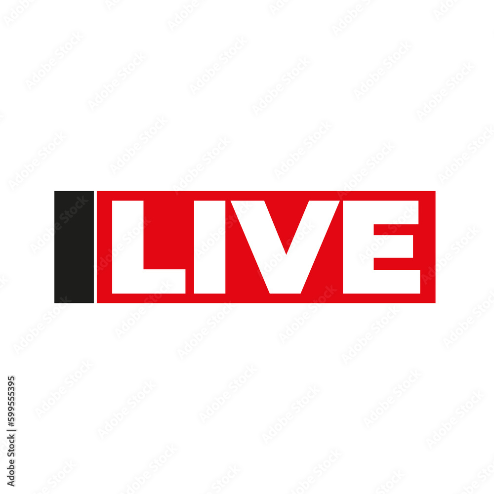 Red live button icon on a Transparent Background Stock Illustration ...