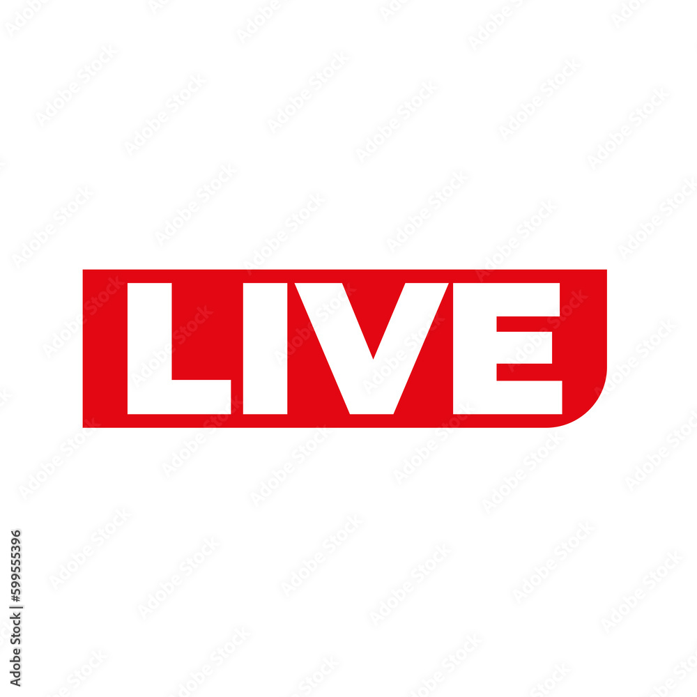 Red live button icon on a Transparent Background Stock Illustration ...