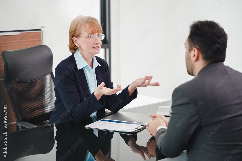 Hr manager talking to a job candidate. Human Resources HR management ...