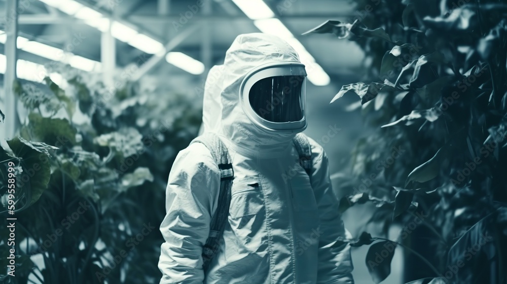 Astronaut grows and farms plants on an alien planet, Generative AI ...