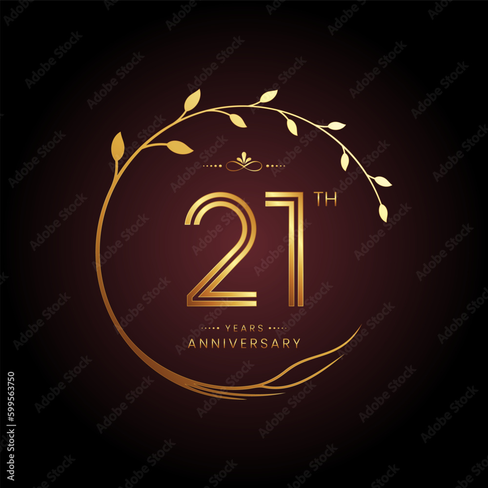 21th anniversary logo with golden number for celebration event ...