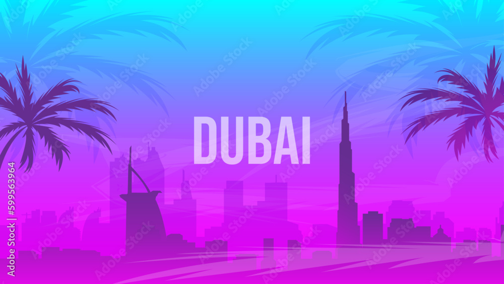 Dubai City Landscape Background. Gradient Background of high buildings ...
