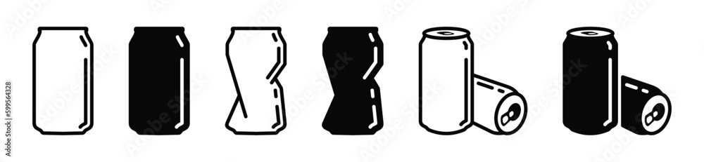 Soda can icon vector in thin line and flat style with editable stroke ...