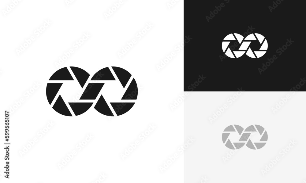 Infinity shutter camera photography logo design vector Stock Vector | Adobe Stock