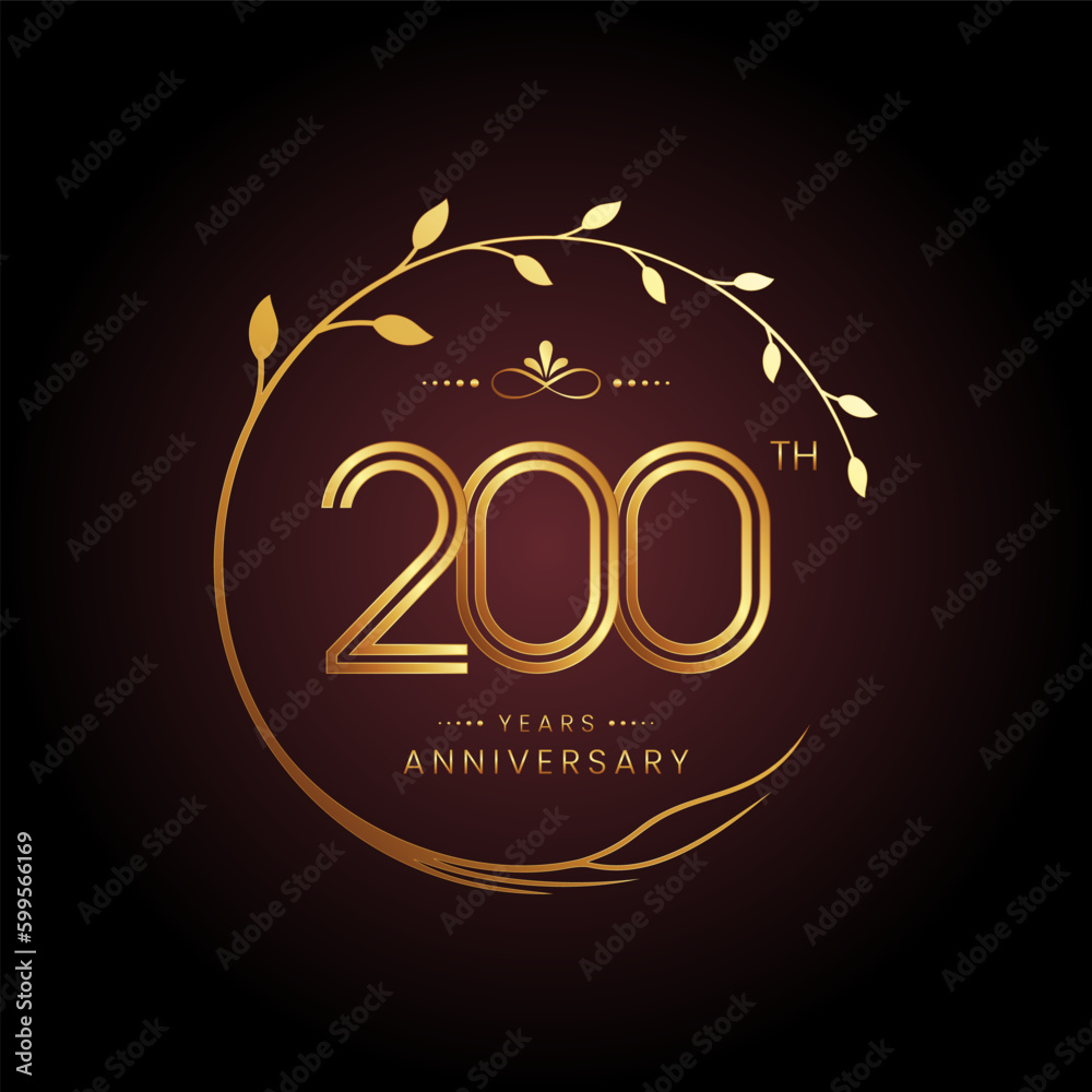 200th anniversary logo with golden number for celebration event ...