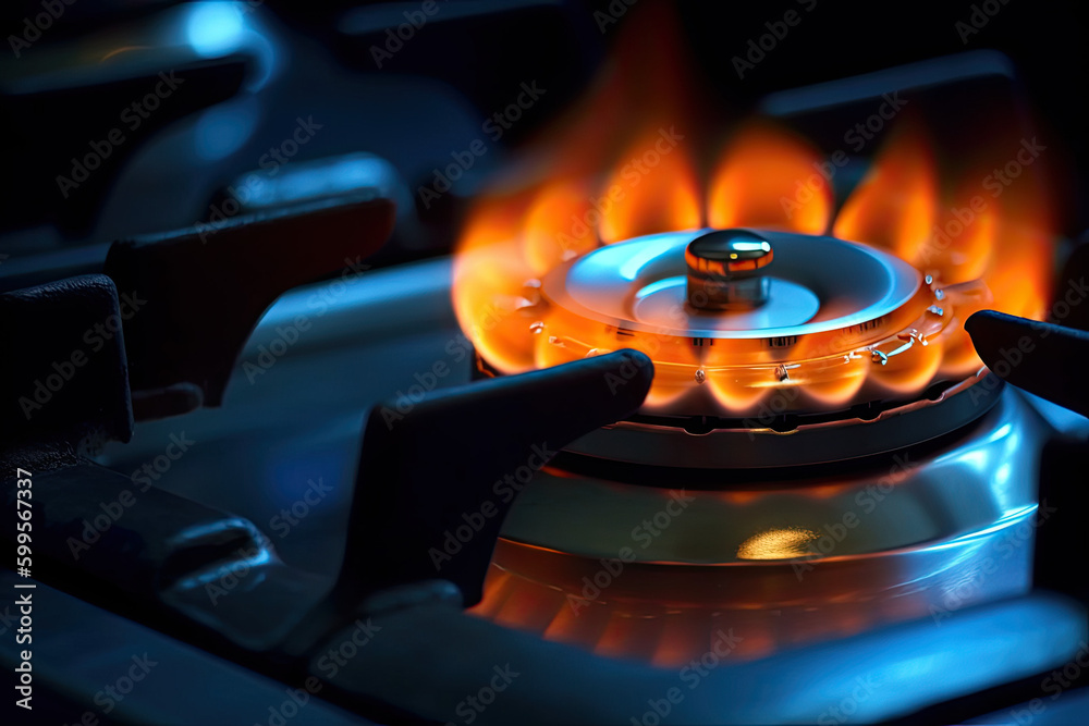 fire flames on gas stoves created with Generative AI technology Stock ...