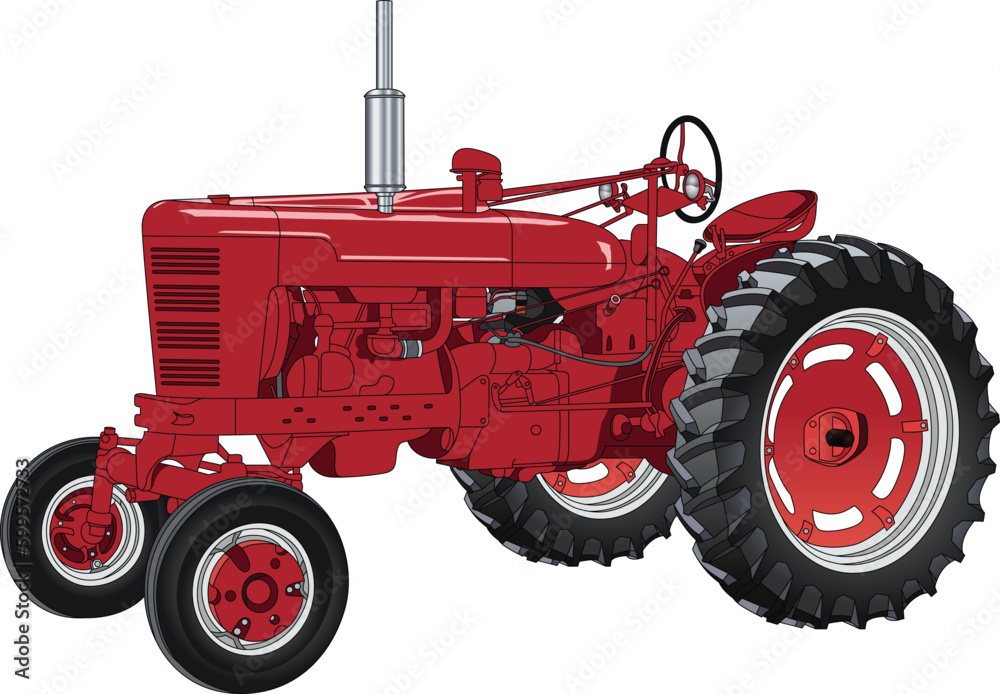 red tractor vector Stock Vector | Adobe Stock