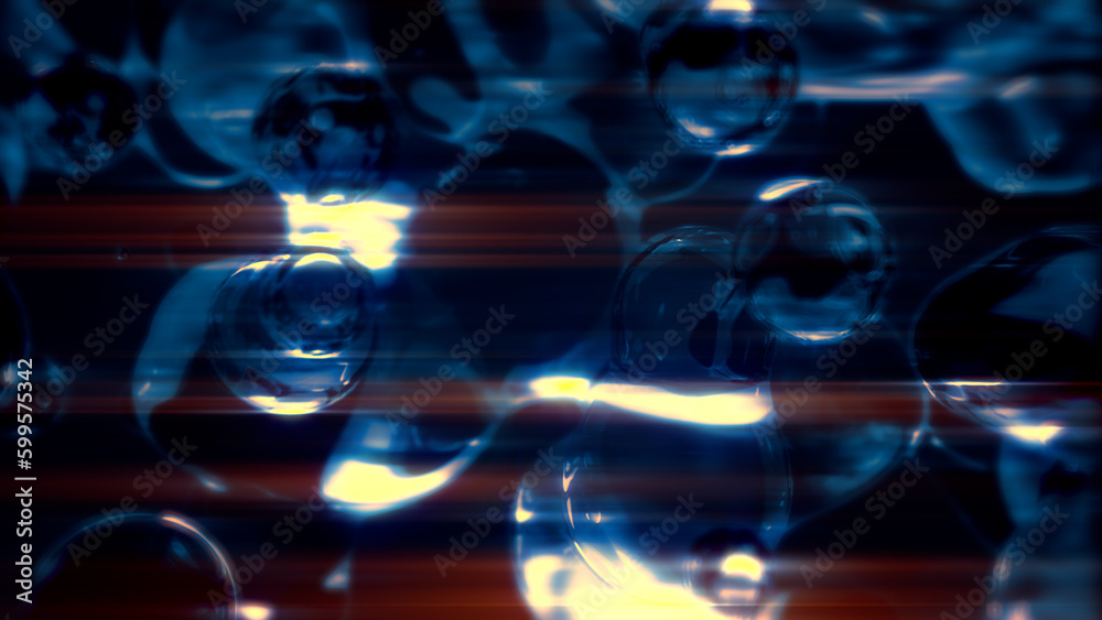 shining blue slime morphed bubbles particles - dark bokeh backdrop ...