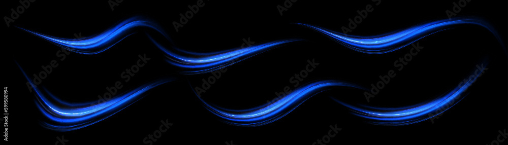 Light blue glowing effect. Glowing white speed lines. Abstract traffic ...