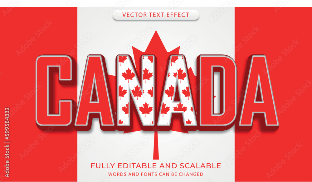 editable canadian text effect in luxury and modern style eps file Stock ...