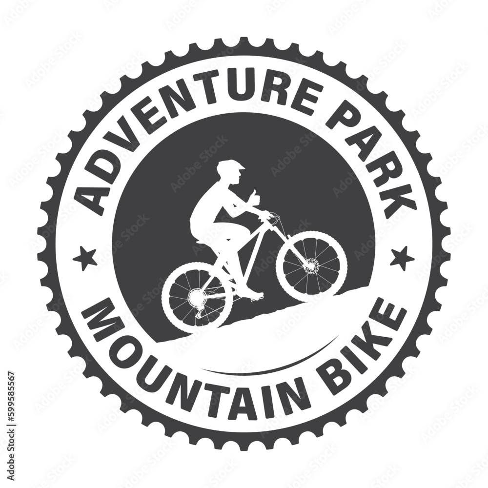 Vector circular logo of a cyclist riding a bike with an inscription ...