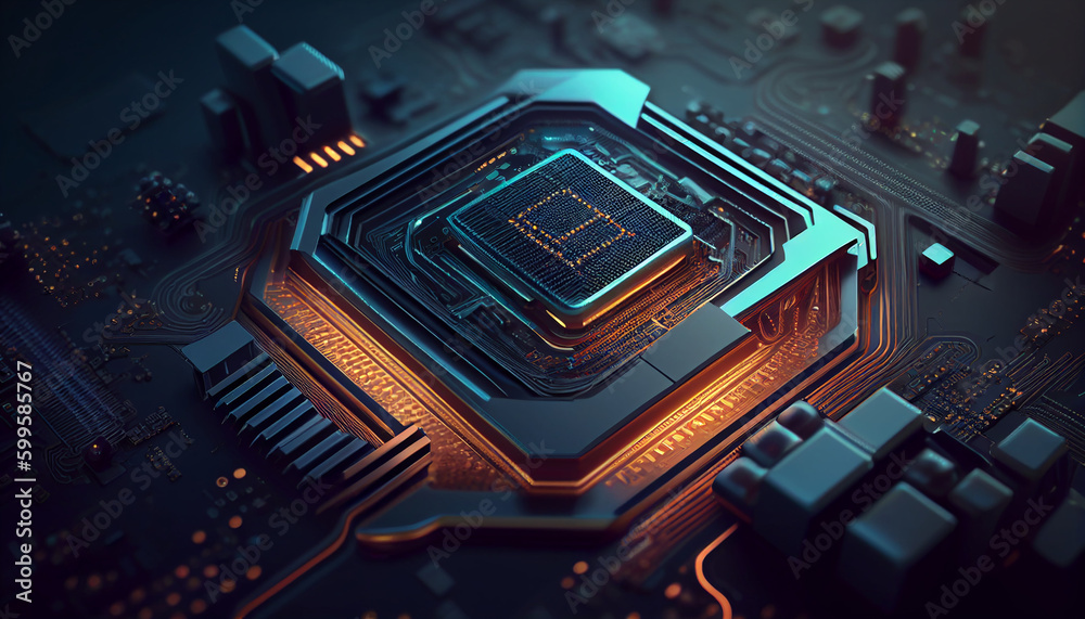 Electronic circuit board with processor, background digital ...
