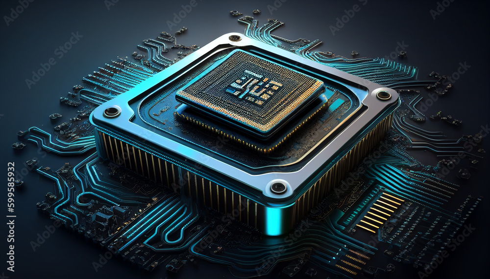 Electronic circuit board with processor, background digital ...
