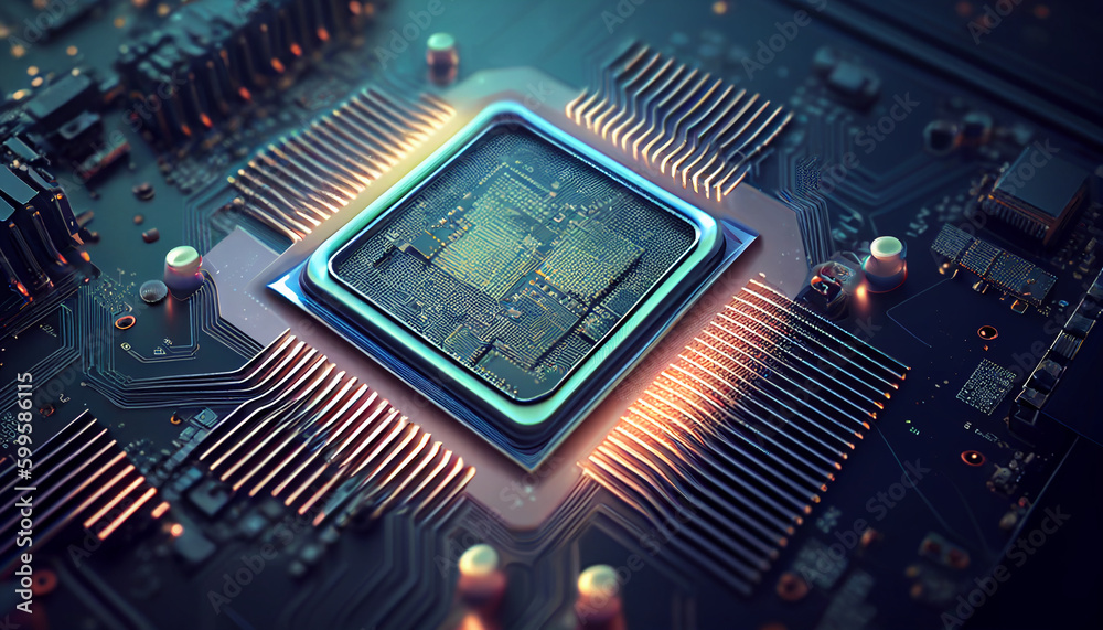 Electronic circuit board with processor, background digital ...