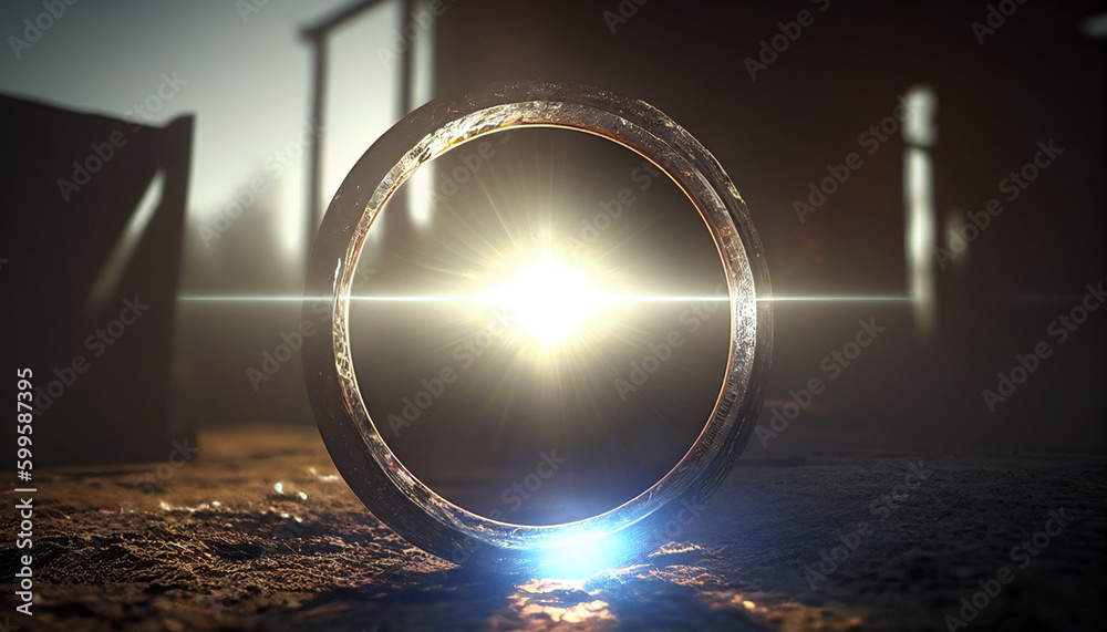 Lens flare with a real anamorphic ring ghost effect, Generative AI ...