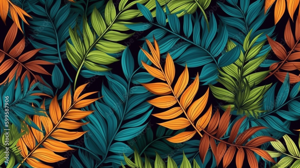 Abstract colourful Leaves background pattern - Illustration , Textile ...