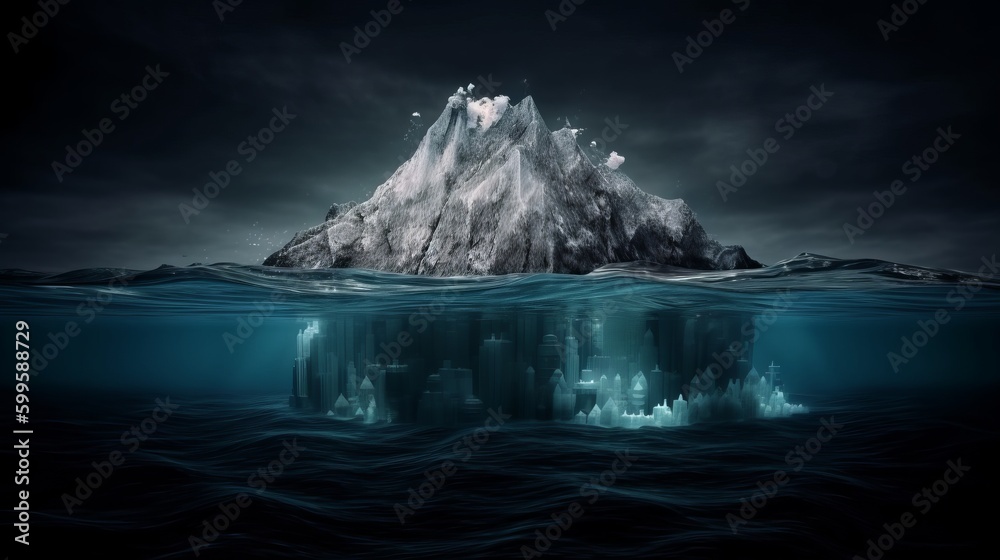 Ilustracja Stock: iceberg concept, underwater risk, dark hidden threat ... Ilustracja Stock: iceberg concept, underwater risk, dark hidden threat ...