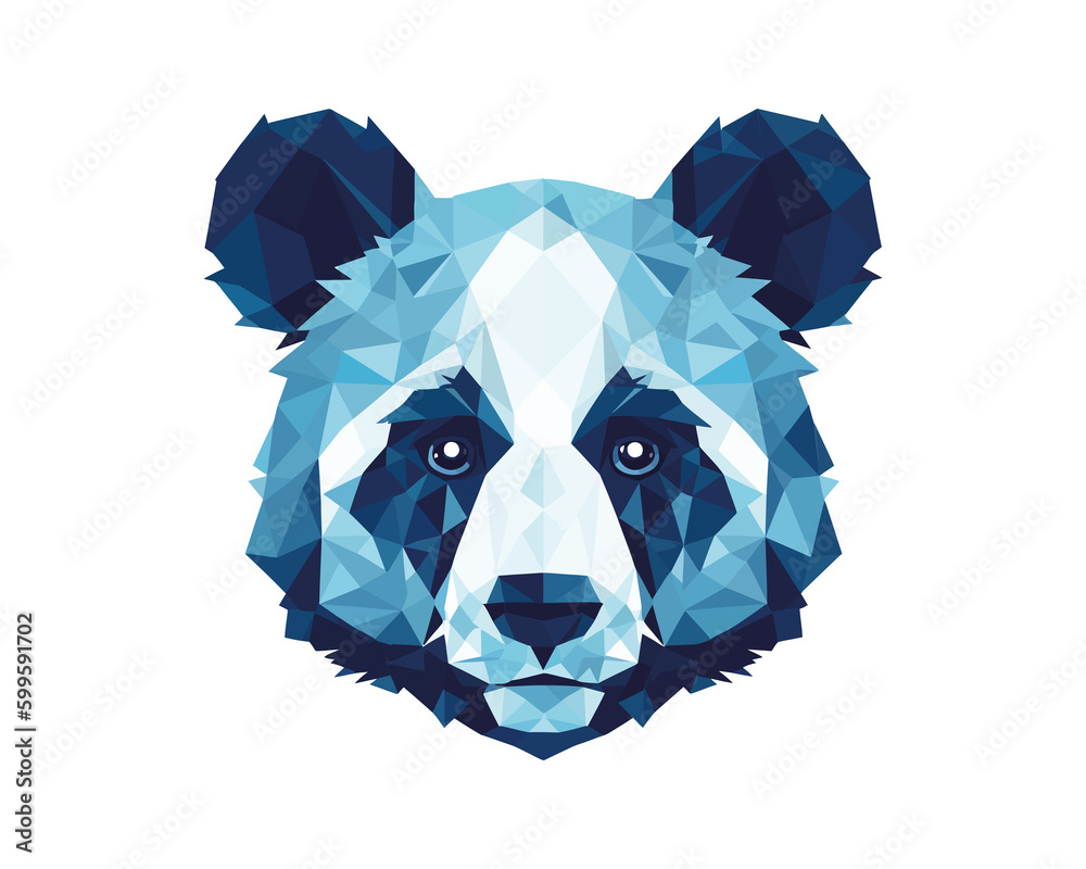 Blue panda mosaic illustration background on png isolated background ...