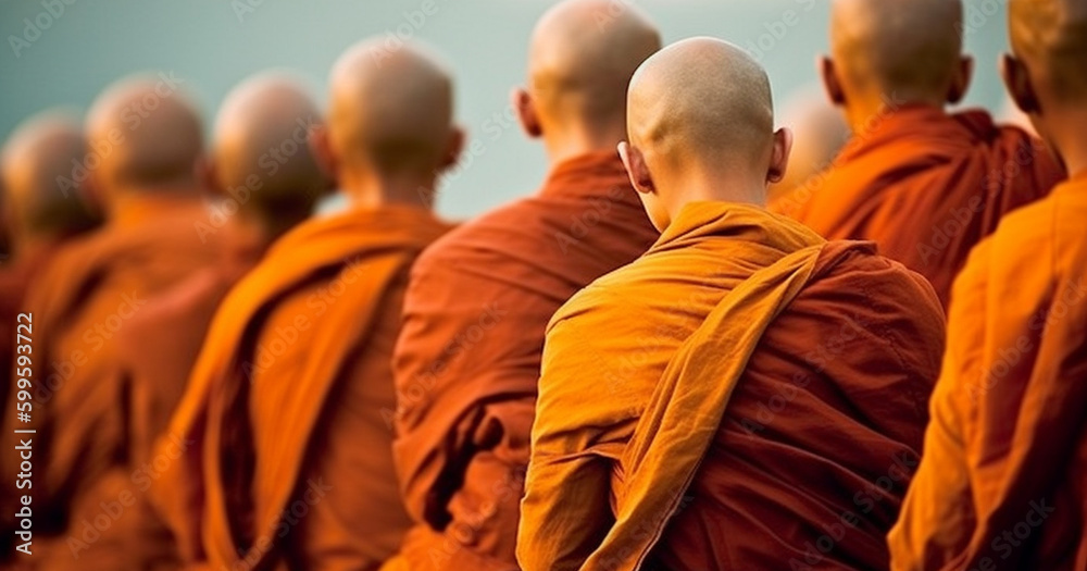 Buddhist monks meditate to calm the mind. The brain will refresh the ...