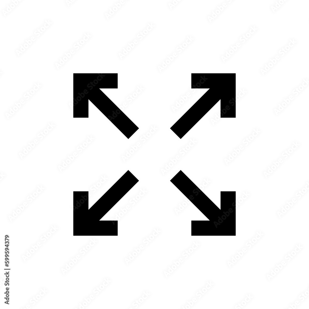 Full screen icon vector. arrow maximize icon four 4 arrows expand icons ...