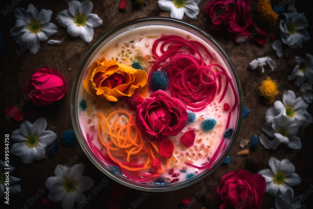 Falooda, sweet, cold beverage made with milk, vermicelli noodles, and ...