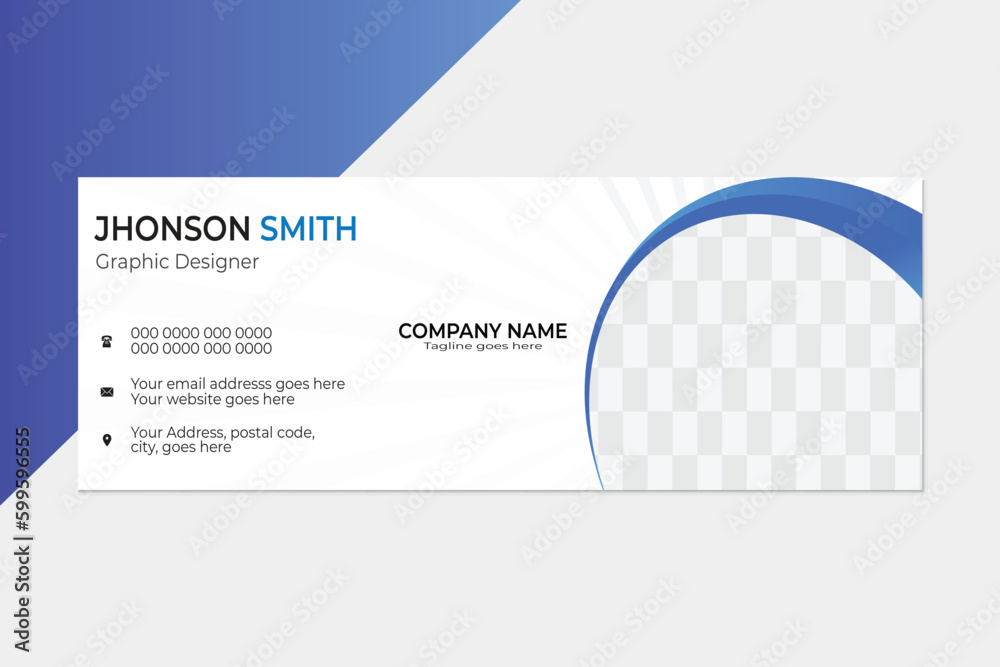 stylish blue email signature template design, simple and clean with ...
