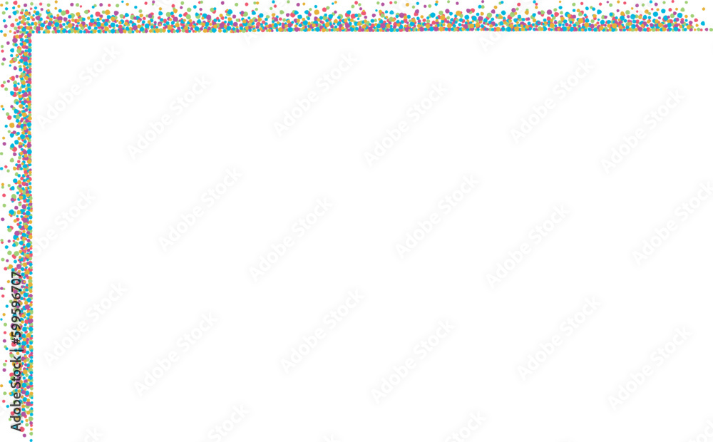 Colorful l-shaped border with small fading dots. An L-shaped corner to ...