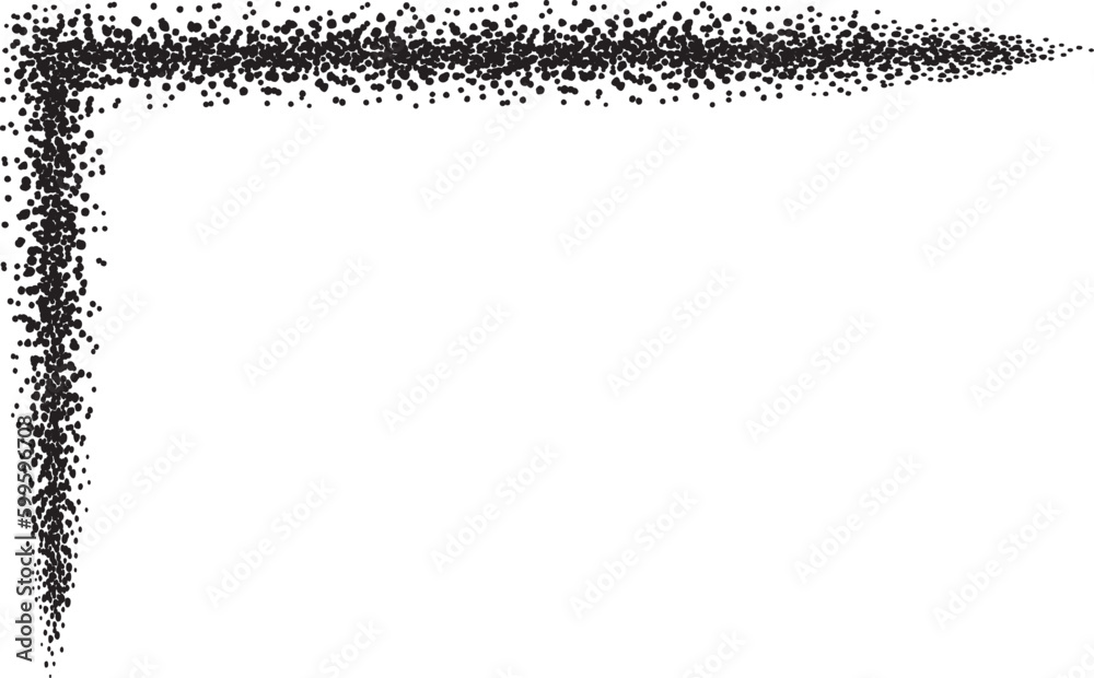 L-shaped linear border with small faded dots, black. An L-shaped corner ...