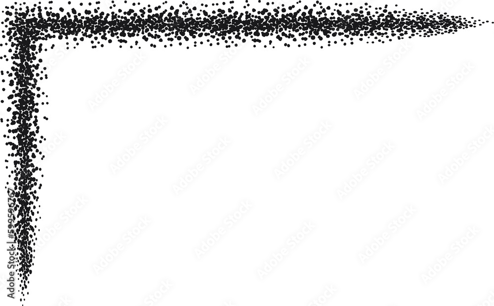 L-shaped linear border with small faded dots, black. An L-shaped corner ...