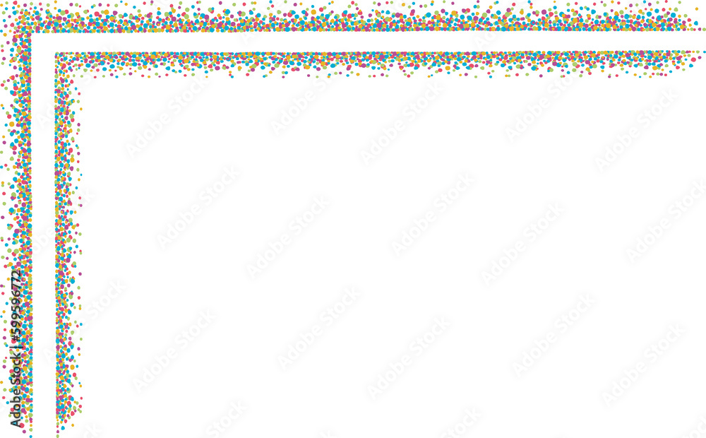 L-shaped border with two lines of small coloured dots. An L-shaped ...