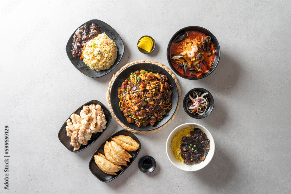 sweet and sour pork Korean food dish jajangmyeon, black-bean-sauce ...