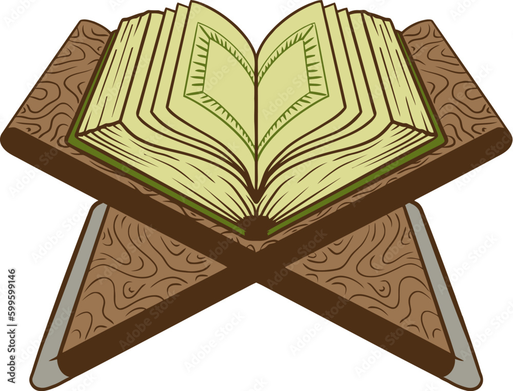 Islamic Holy Quran Hand Drawn Flat Illustration Stock Vector | Adobe Stock