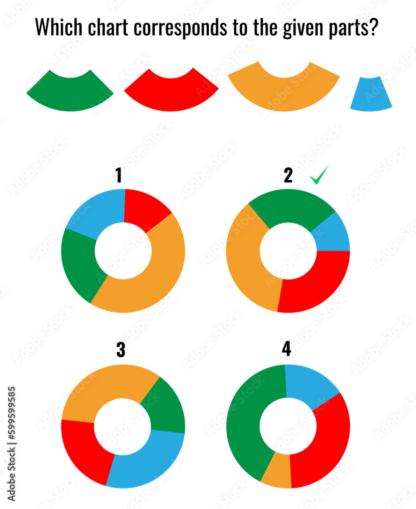 IQ abstract reasoning test with four pie chart segments and four ...